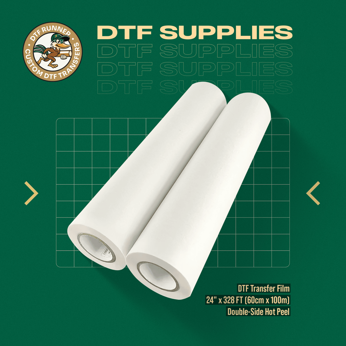 DTF Transfer Film 24" x 328FT Double Side Hot Peel– DTF Runner