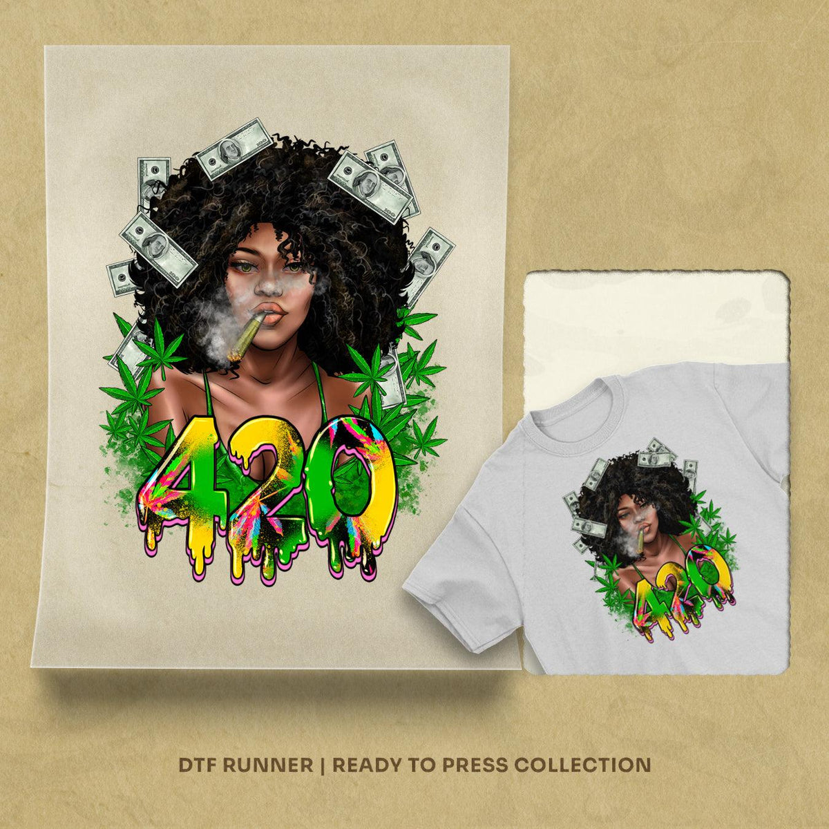 DTF Print Afro Woman 420– DTF Runner