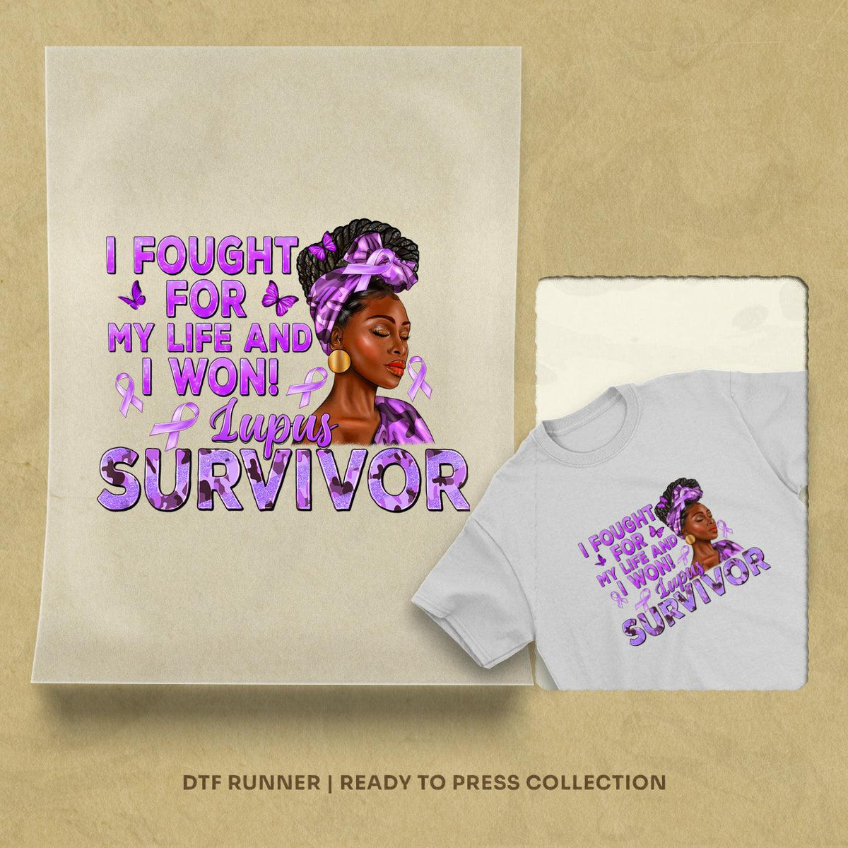 DTF Transfer Prints Lupus Survivor Black Woman– DTF Runner